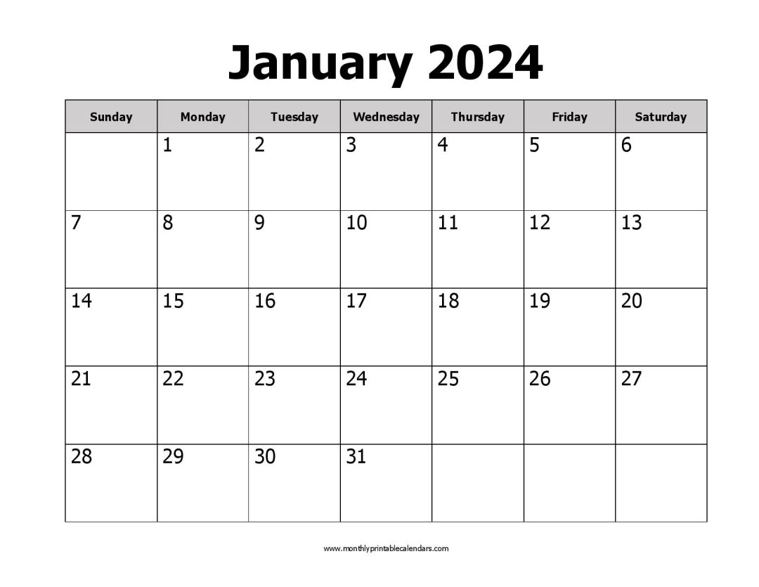2024 Monthly Calendar Printable (January to December)