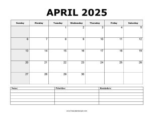 Free April 2026 Calendar Printable | PDF, Word