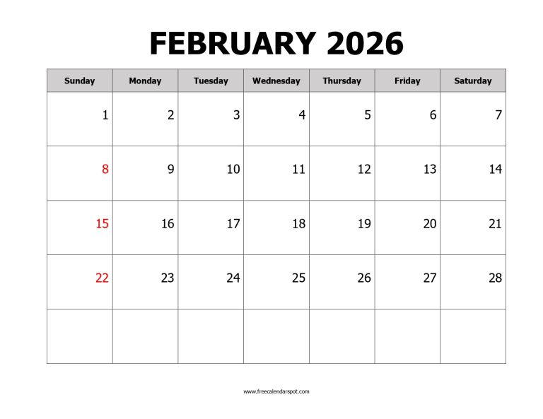 Printable 2026 Calendars - FreeCalendarSpot - Free Calendar Spot - 2026 ...