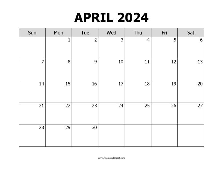 Free April 2024 Calendar Printable | PDF, Word
