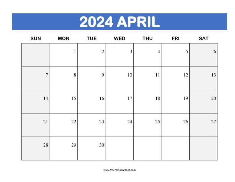 Free April 2024 Calendar Printable | PDF, Word