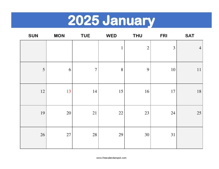 Free January 2025 Calendar Printable | PDF, Word