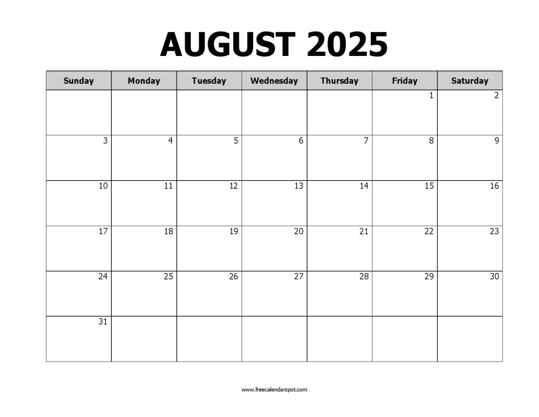 Free August 2025 Calendar Printable | PDF, Word