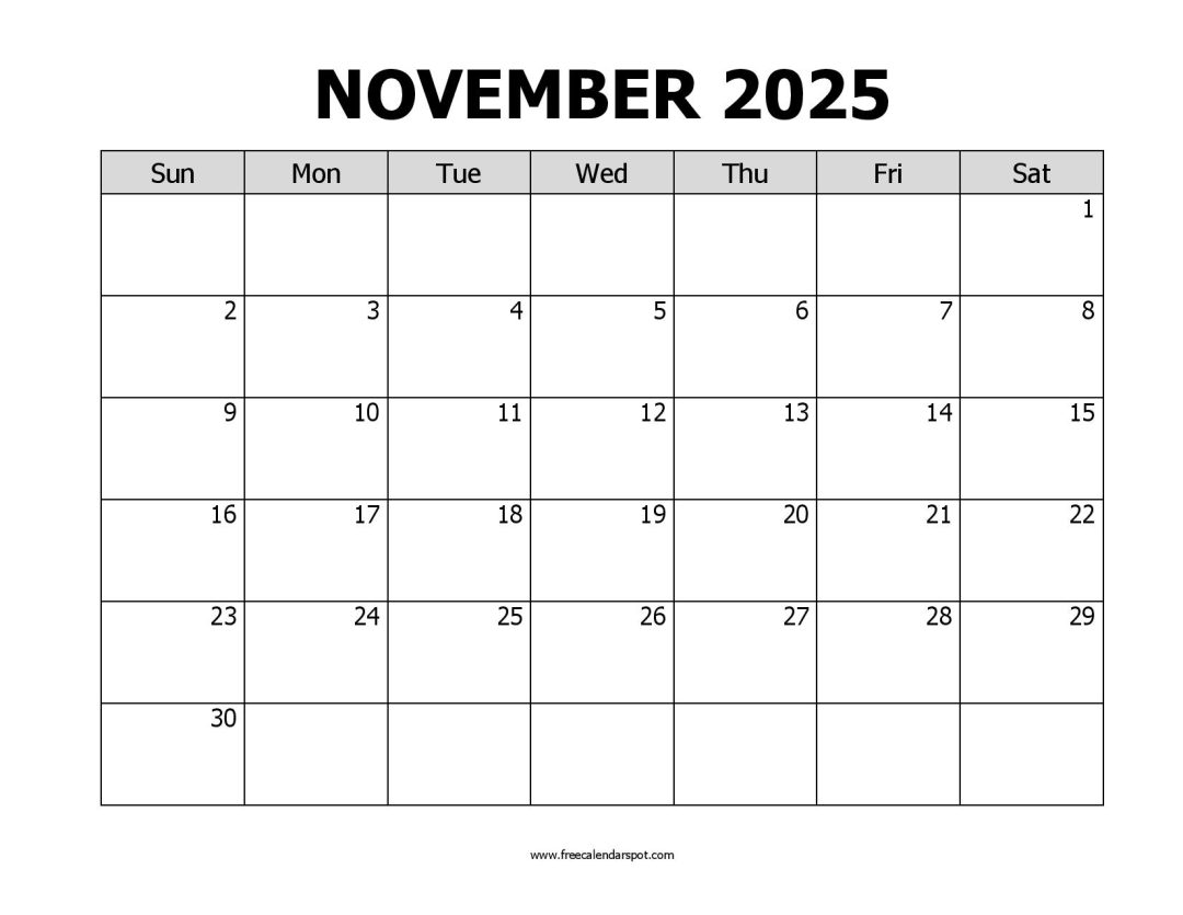 Free November 2025 Calendar Printable | PDF, Word