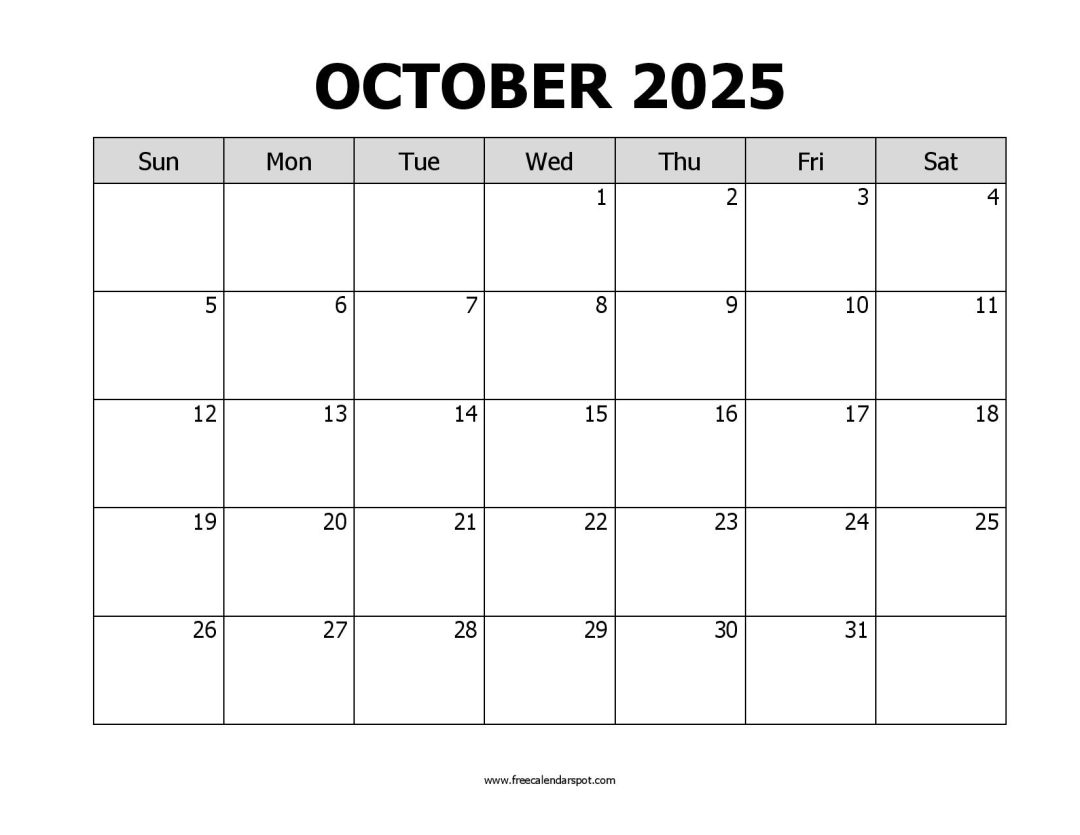 Free October 2025 Calendar Printable | PDF, Word