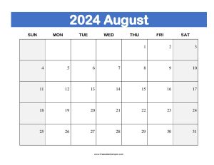 Free August 2024 Calendar Printable | PDF, Word