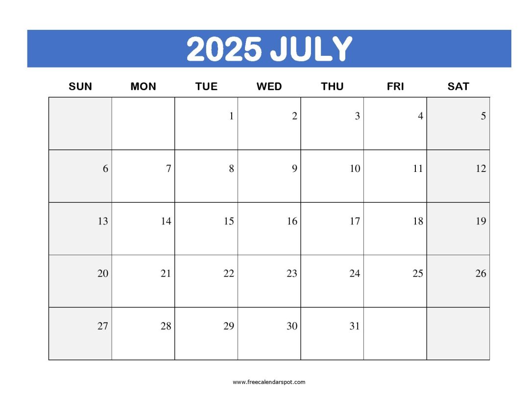 Free July 2026 Calendar Printable | PDF, Word