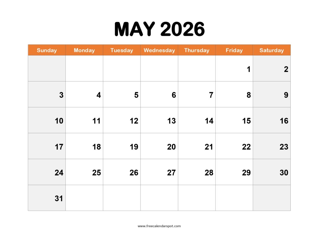 Free May 2026 Calendar Printable | PDF, Word