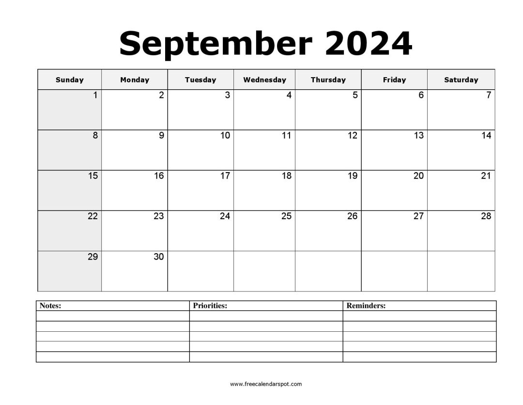 Free September 2024 Calendar Printable | PDF, Word