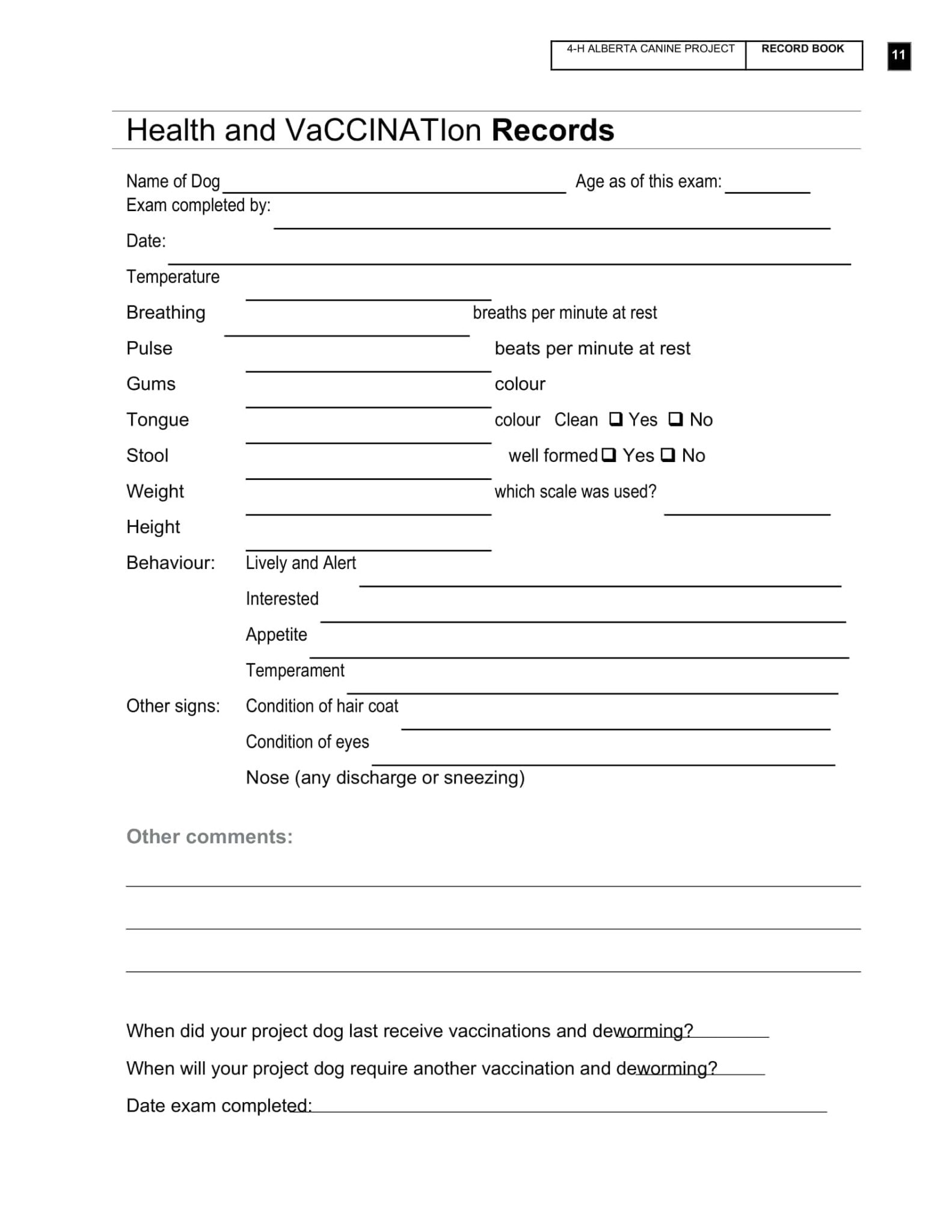 5+ Free Printable Dog Vaccination Report Templates