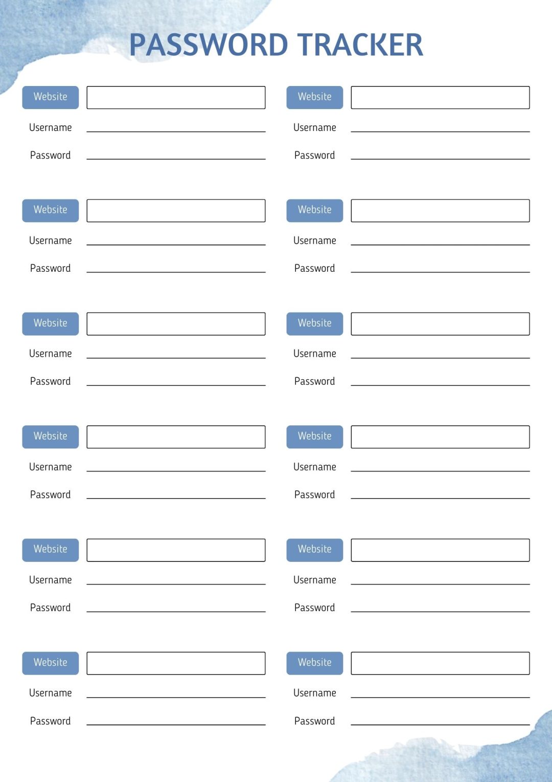 Free Password List Template (Excel & Word)