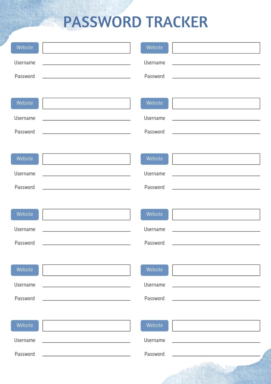 Free Password List Template (Excel & Word)